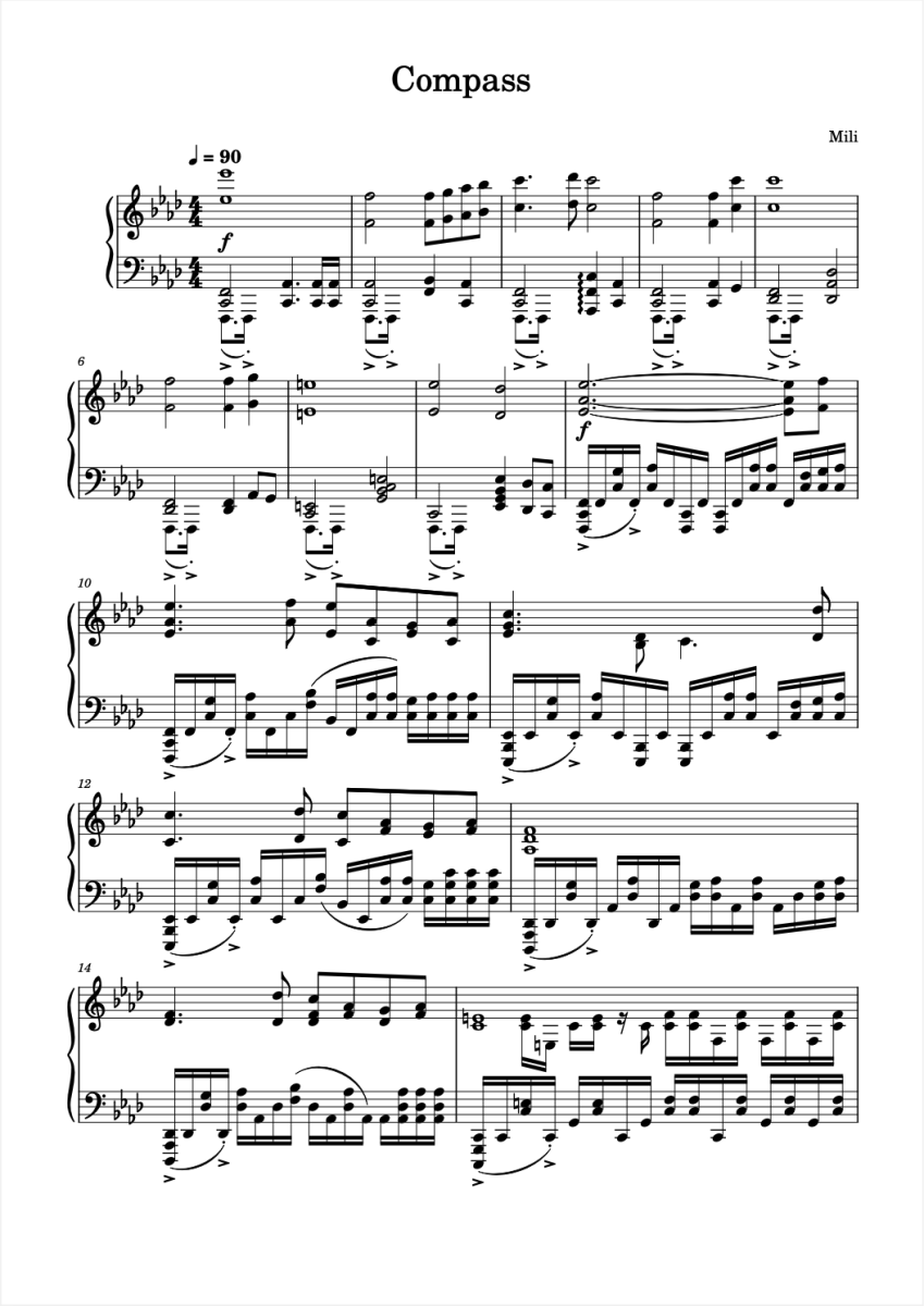 Mili Compass Sheet Music Downloads